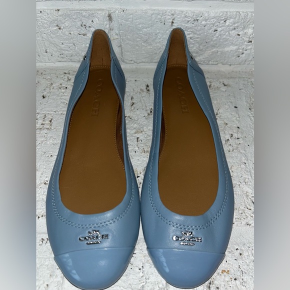 Coach | Shoes | Coach Chelsea Cap Toe Ballet Flats Light Blue Leather ...